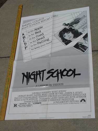 Vintage 1981 Original Movie Poster Night School Horror One Sheet Folded ...