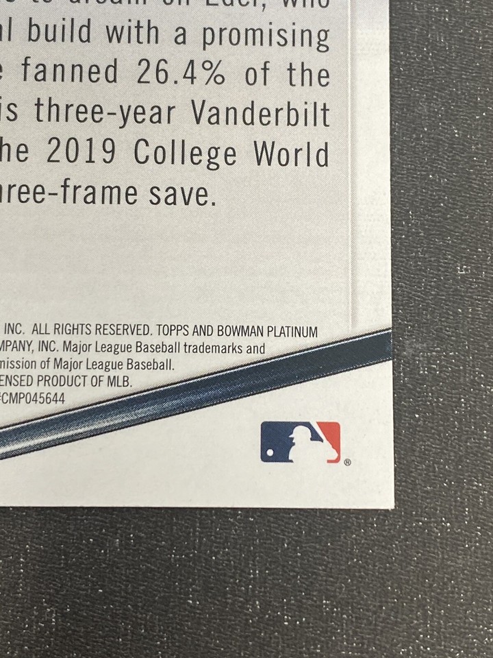 Jake Eder /199 PINK Parallel Card 2021 Bowman Platinum Top Prospects # ...