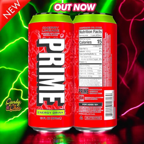Prime Energy Drink By Logan Paul & KSI -Cherry Limeade x 1 Can In Hand ...