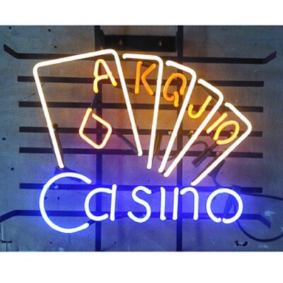 Poker Table Lady Luck Game Room 24"x20" Neon Sign Light Lamp Workshop ...