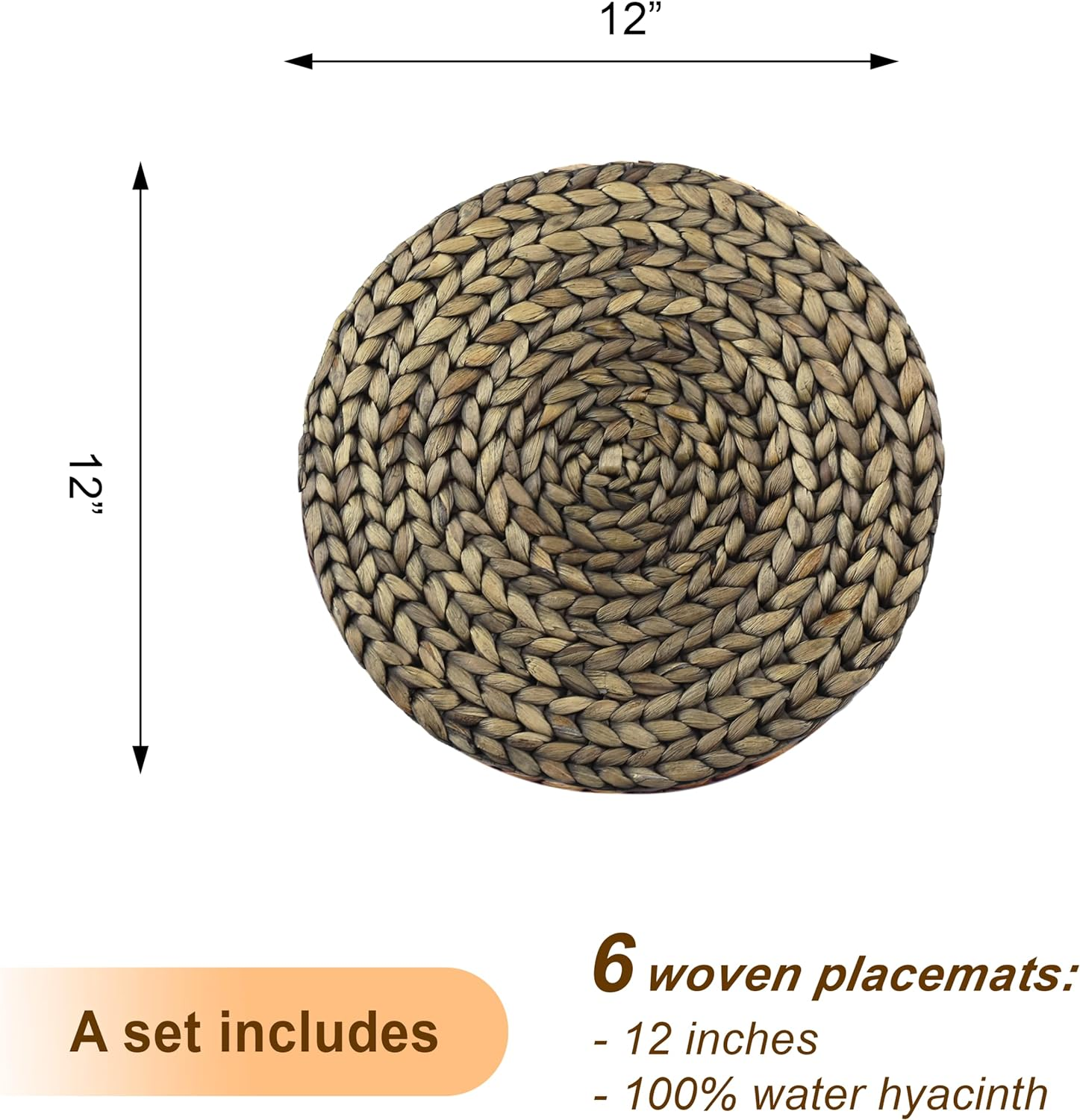 round Woven Placemats, Water Hyacinth Place Mats, Braided Straw Table ...