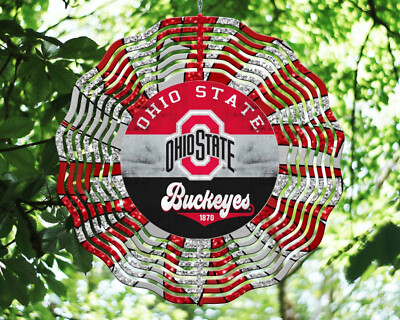 10" Ohio State Buckeyes OSU Bucks Hanging Wind Spinner Yard Decor ...