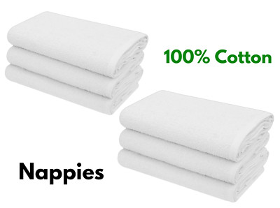 PREMIUM BABY TERRY TOWELLING NAPPIES SUPER SOFT 100% COTTON CLOTH ...