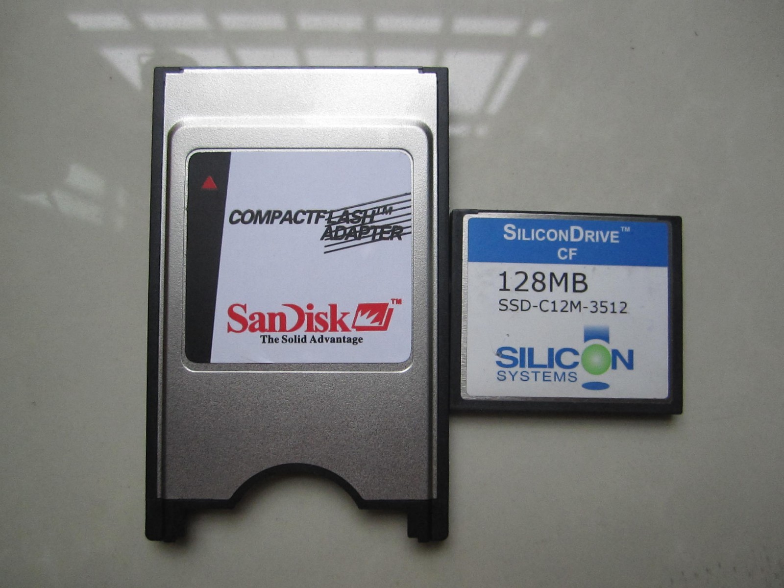 SiliconDrive 128MB Compact Flash +ATA PC card PCMCIA Adapter JANOME ...