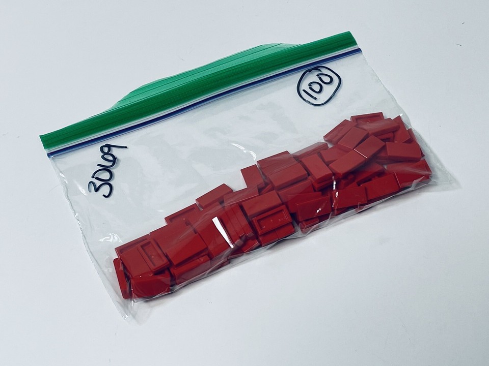 100x Lego 1x2 Red Flats Flat Tile (100 pieces) #3069 | eBay