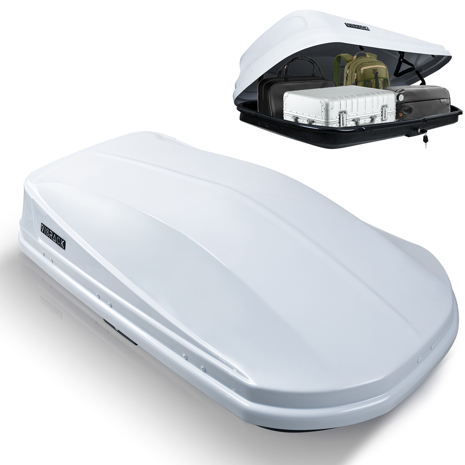 14 Cu.Ft Car Top Cargo Carrier Roof Mount Luggage Box Toolless Install ...