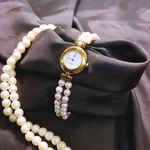 MIKIMOTO JAL Exclusive Double Pearl Watch Ladies Watch | eBay