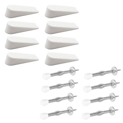 Set of 16 Spring Door Stopper Wedges White Plastic Holder for Carpet ...