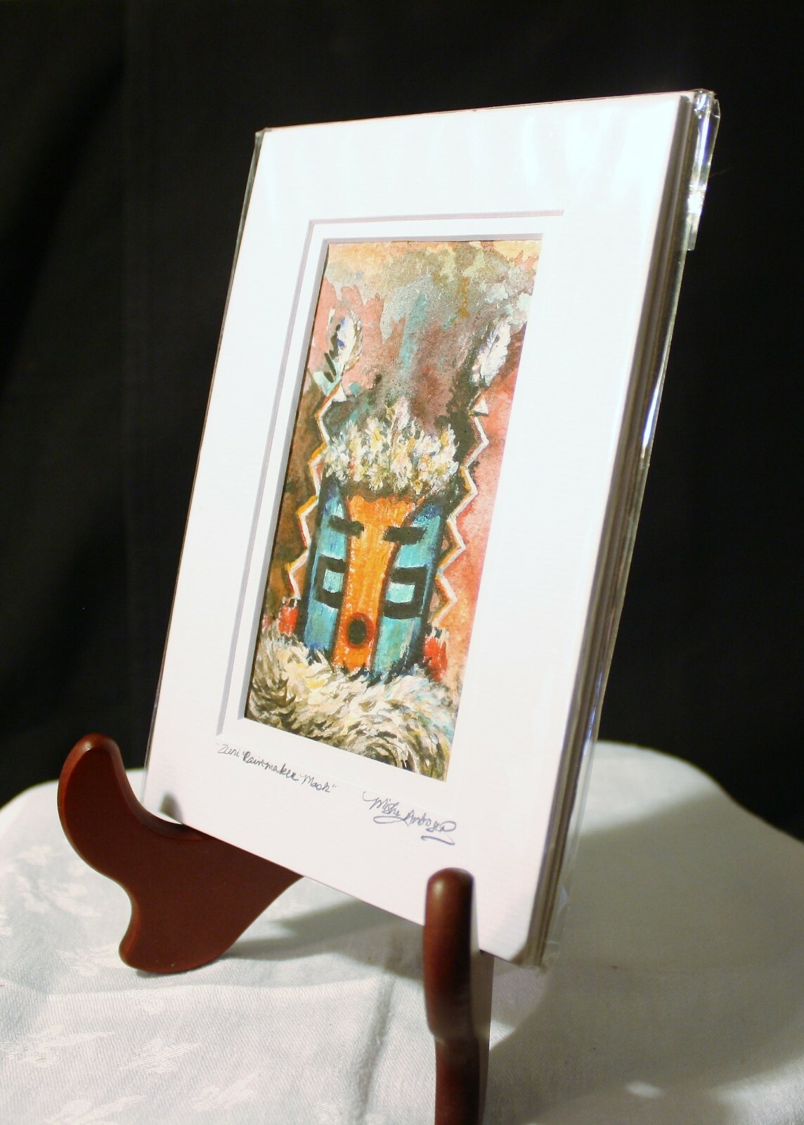 ORIGINAL SIGNED SMALL ARTWORK "RAINMAKER MASK" KACHINA ART by MISHA ...