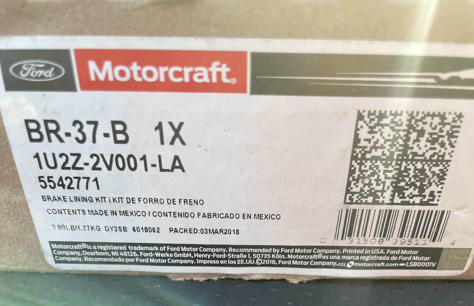 Disc Brake Pad Set Motorcraft 1U2Z2V001LA for sale online | eBay