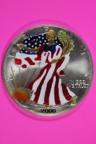Colorized 2000 American Silver Eagle 1 Ounce .999 Fine Exact Coin Shown ...