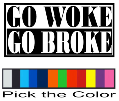 Vinyl Decal Bumper Window Car Truck Sticker - GO WOKE GO BROKE | eBay