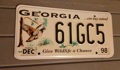 Georgia License Plate - Quail - Give WILDLIFE a Chance- 61GC5 - Expired ...
