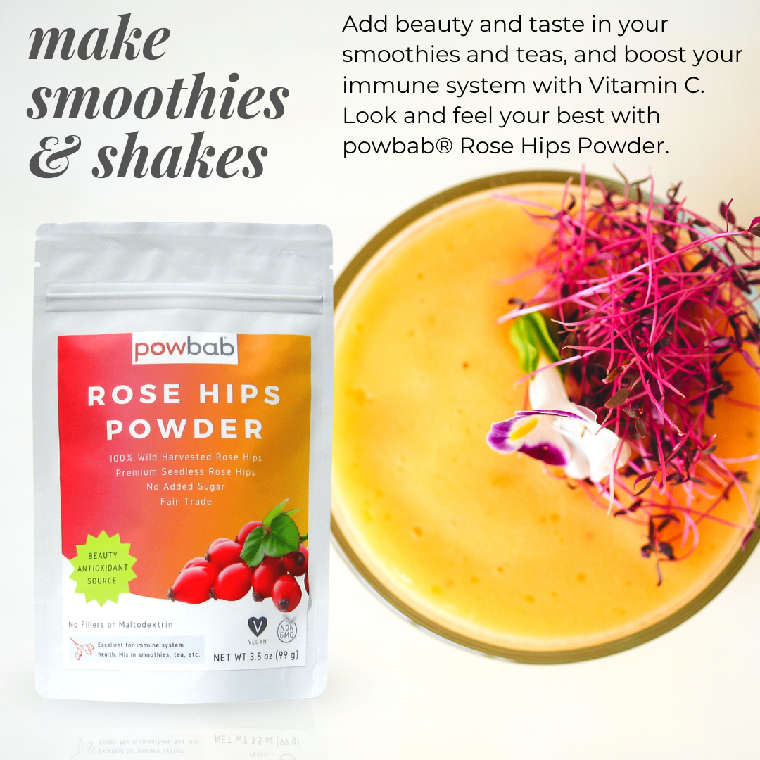 powbab Rose Hips Powder: 100% Organic Rosehip. Premium Rosa Rubiginosa ...
