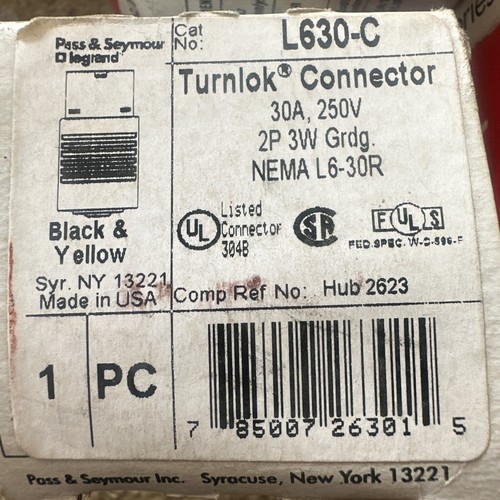 Pass Seymour L630C Turnlok Connector 30A 250V 2P 3 Wire Grdg NEMA L6 ...
