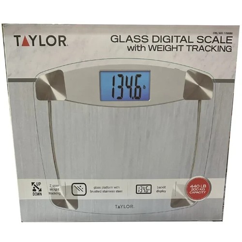 New Taylor Glass Digital Scale with Weight Tracking 440 Lb Capacity 2 ...