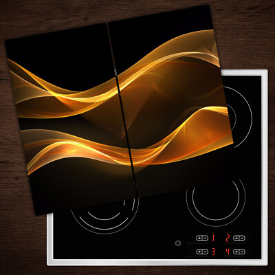 Glass Worktop Saver Ceramic Induction Hob Protector Cover Abstract Gold ...