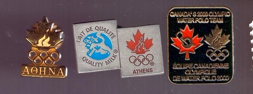 Athens 2004 Olympics Tm Canada NOC pins: logo; Quality Milk; Water Polo ...