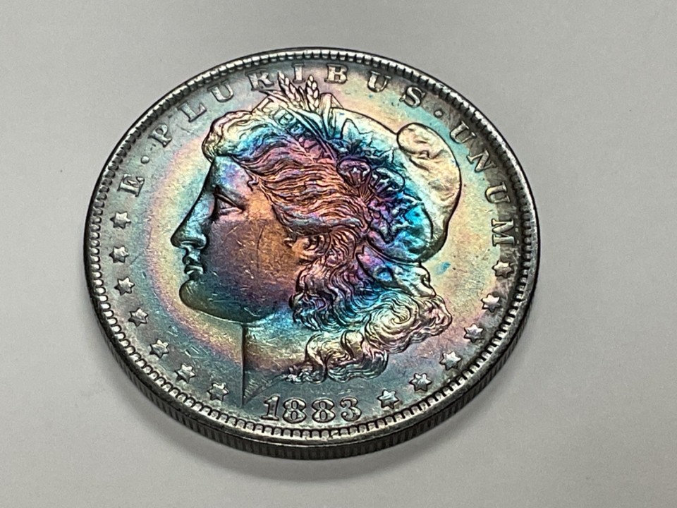 1883 O 1883-O Morgan Silver Dollar $1 MONSTER RAINBOW BULLSEYE TONER ...