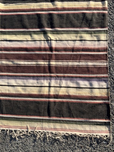 Vintage Brown Mexican Wool Serape Rug Blanket Throw Large 60 X 88 ...