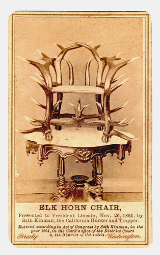 Elk Horn Chair presented to Abraham Lincoln by Seth Kinman, 1864 Brady ...