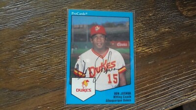 1989 PRO CARDS ALBUQUERQUE DUKES VON JOSHUA AUTOGRAPHED BASEBALL CARD ...