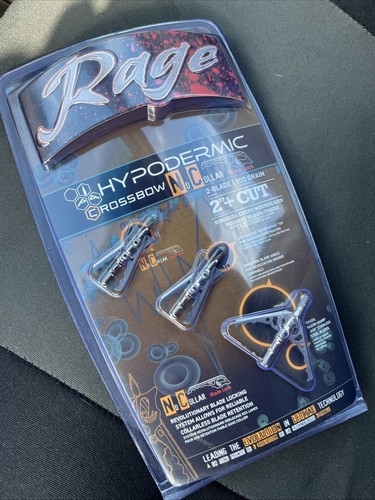 Rage NC Crossbow 2-Blade Broadheads 100 Grain 3 Pack Hybrid Hypodermic ...