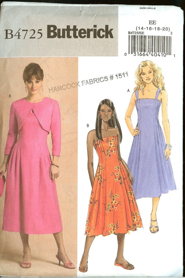 OOP Butterick Sewing Pattern Misses Dress Plus Size 14 - 20 or 14 -22 ...