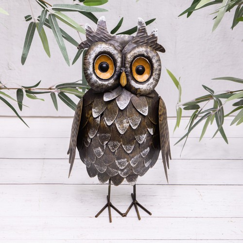 Large Metal Owl Garden Sculpture Novelty Decorative Outdoor Ornament ...