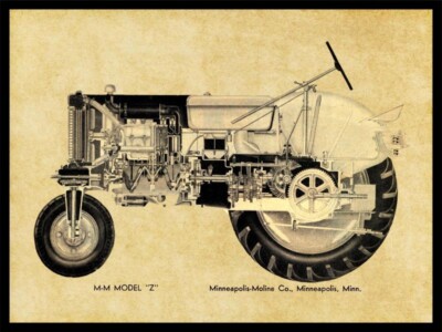 Minneapolis Moline Model Z Tractor NEW Metal Sign: 12x16" Cutaway View ...