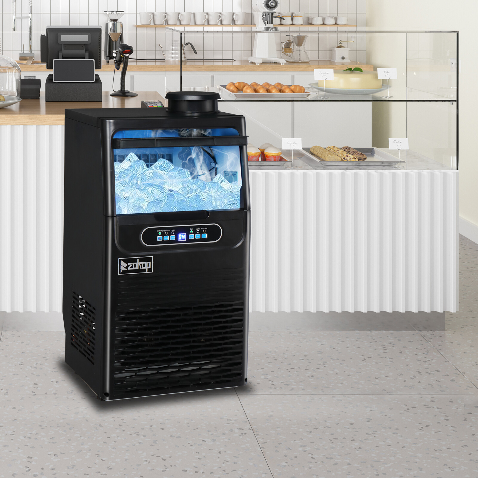 Commercial Ice Maker Machine, 90lbs/24H Under Counter Freestanding ice ...