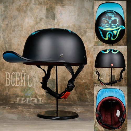 Retro Motorcycle Helmets Fashion Skeleton Scooter Half Face Cap Helmet ...