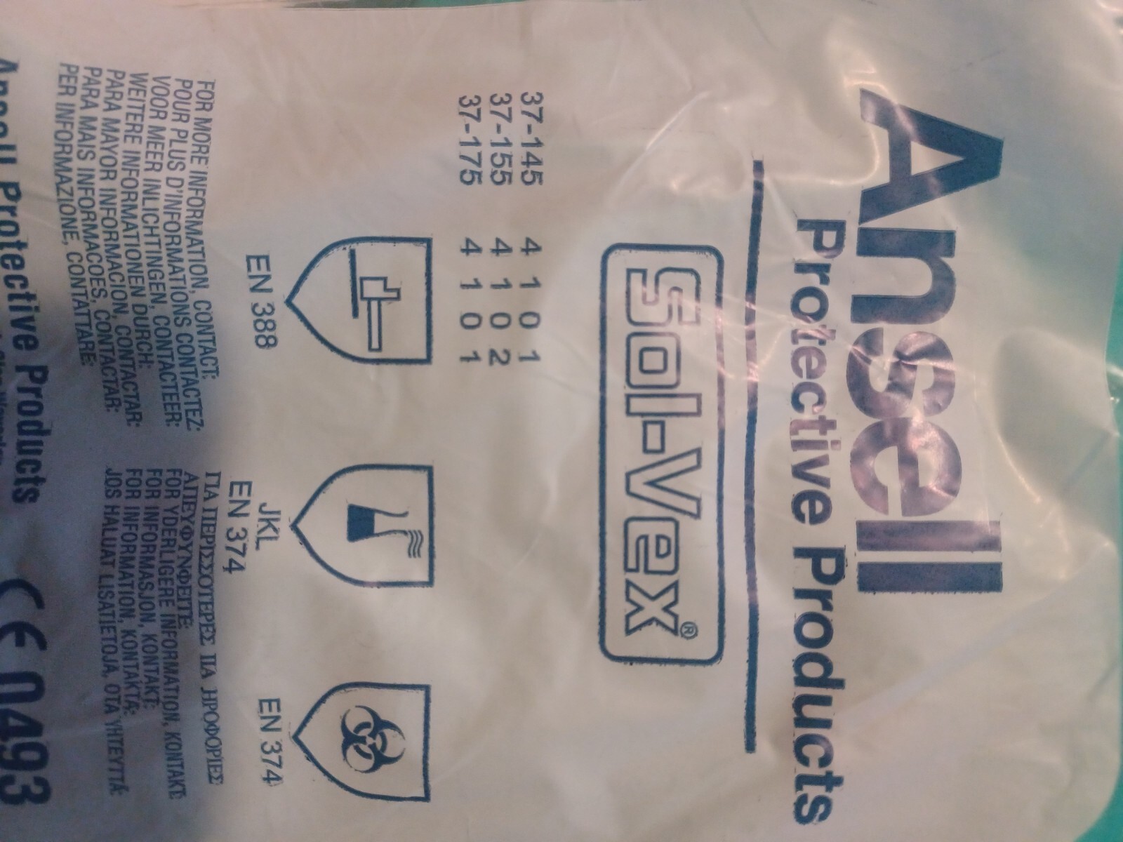 Ansell Sol-Vex 37-175 Nitrile Chemical Resistant Gloves Size 10-3 Pair ...