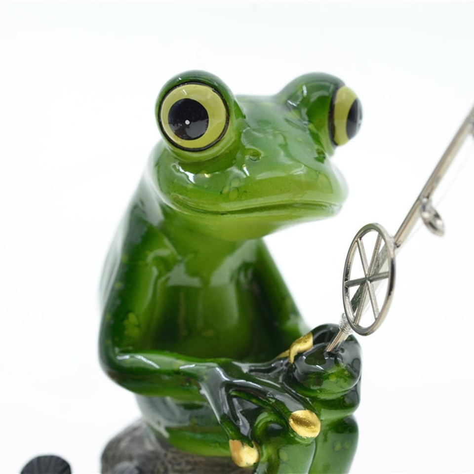 ® Funny Fishing Frogs Statues, 2pcs Mascot Animals Ornaments Anglers ...