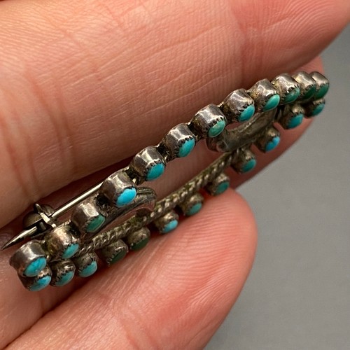 Vintage Zuni Native Snake Eye Turquoise Silver Brooch Pin | eBay
