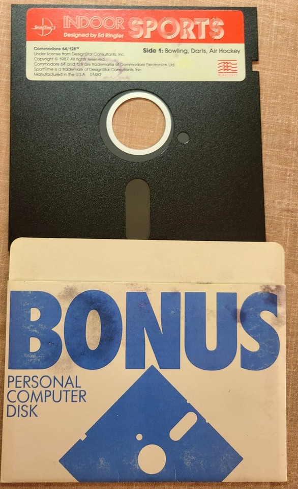 Commodore 64/128 Floppy Disc Game Air Hockey Bowling Darts Ping-pong ...