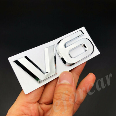 Metal Chrome V6 Vntage Car Trunk Tailgate Rear Emblems Badge Decal ...