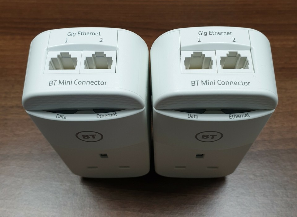 2 x BT Mini Connectors VERSION 2 1000Mb Gigabit Powerline Adapters ...