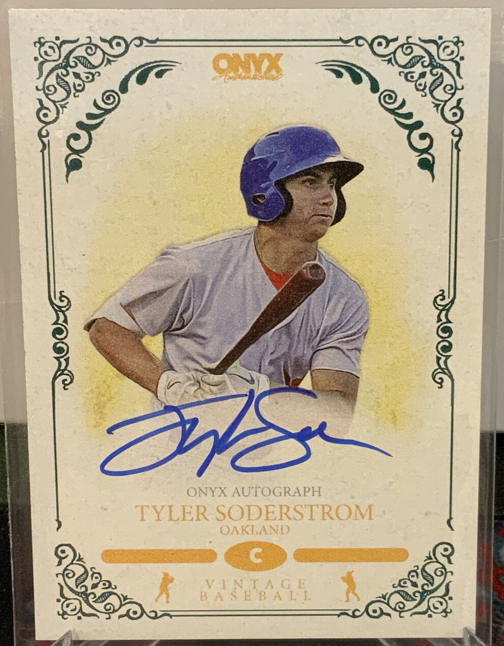 TYLER SODERSTROM 2022 ONYX VINTAGE BASEBALL ON CARD AUTO BLUE INK ...