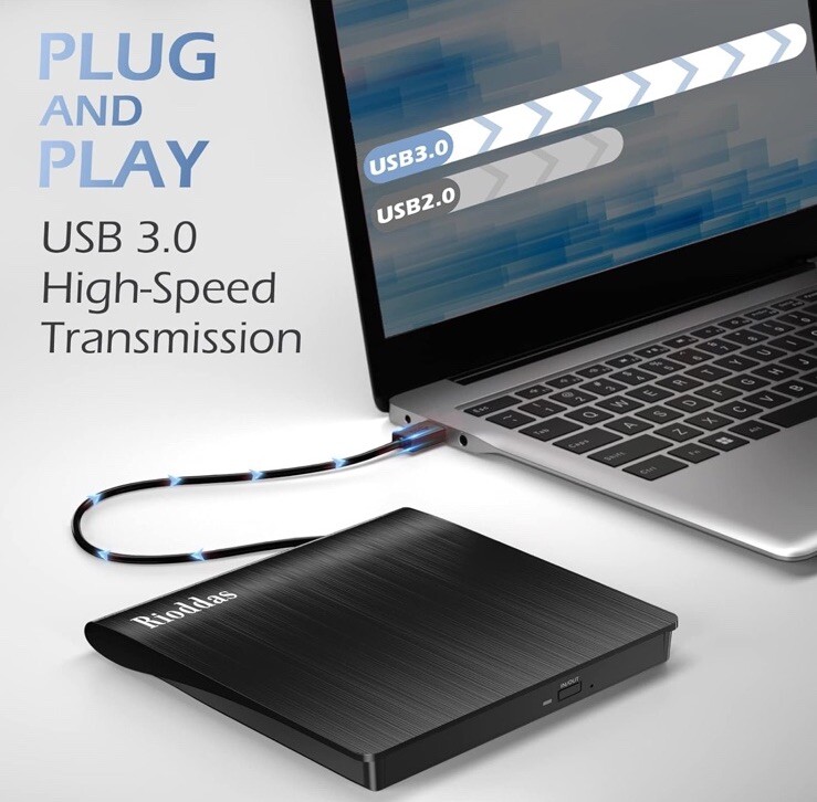 Rioddas External CD/DVD Drive for Laptop USB 3.0 CD/DVD Player Portable | eBay