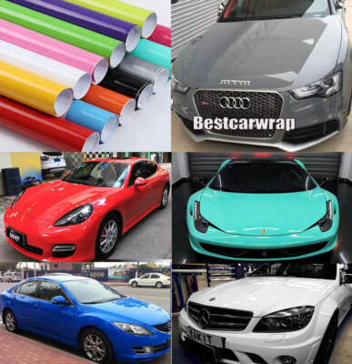 Hot Car Ultra Shiny Glossy Vinyl Wrap High Gloss Film Foil Bubble Free ...