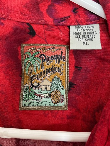 Pineapple Connection Shirt Size XL Red Vintage Men Hawaii Palm Floral ...