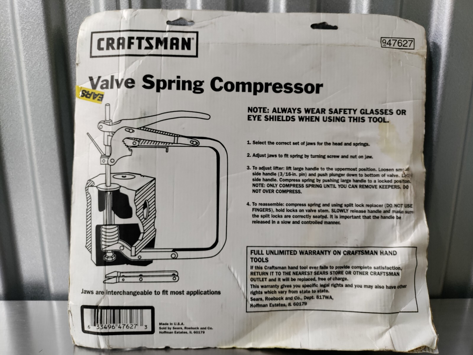 Craftsman Valve Spring Compressor 947627 NOS Made in USA for sale ...