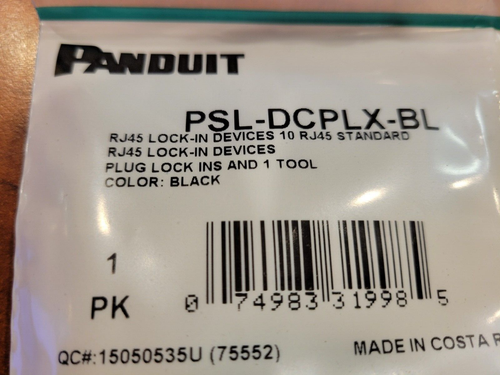 NEW SEALED! Panduit PSL-DCPLX-BL RJ45 LAN Lock In Device 10 Locks Key ...
