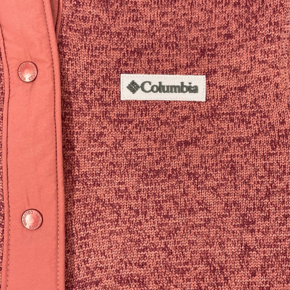 Columbia Salmon Fleece Pullover Snap Mock Neck Sweater Knit Womens ...