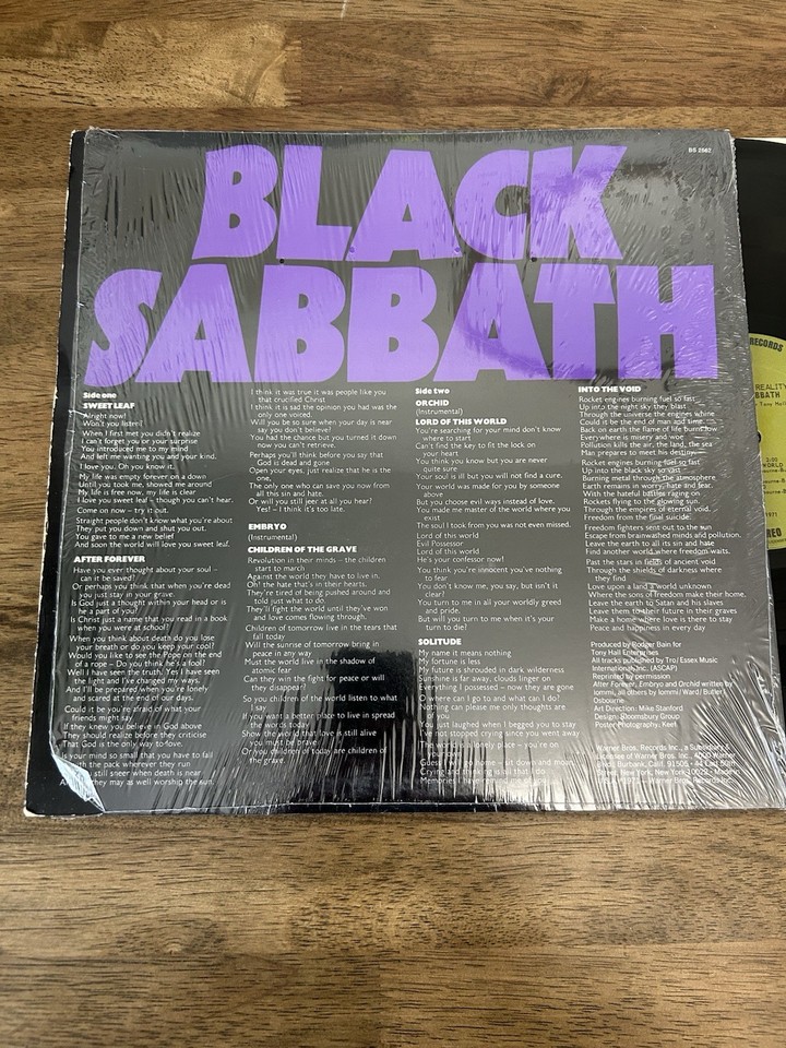 Black Sabbath Master of Reality Vinyl Record LP BS 2562 1976 Shrink ...