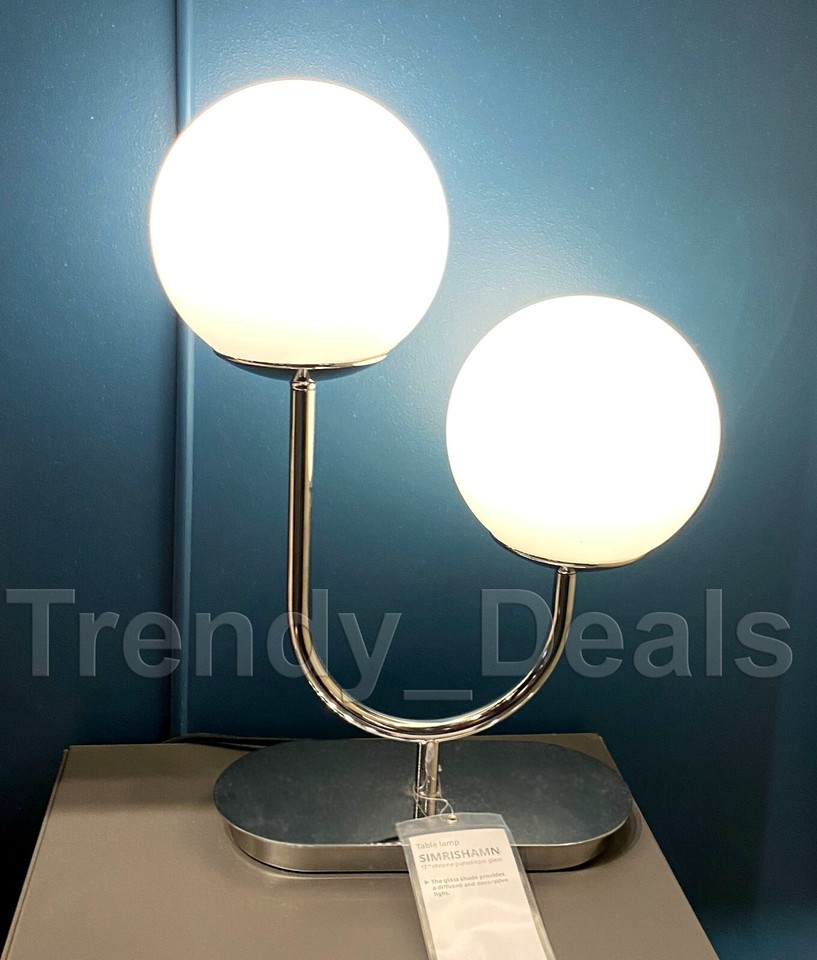 Ikea SIMRISHAMN Table Lamp Modern Chrome Plated/Opal Glass 17" - NEW | eBay