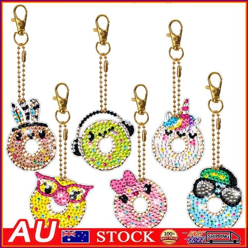 6pcs Diamond Art Key Rings Hanging Ornaments 5D Cartoon DIY Gifts ...