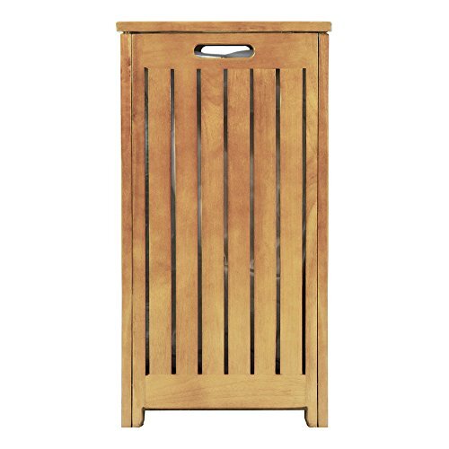 Contemporary Solid Wood Laundry Hamper with Canvas Liner and Hand Grips ...