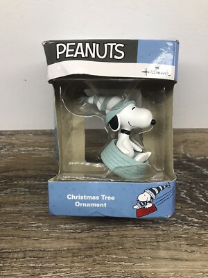 New Hallmark Peanuts Snoopy Christmas Ornament On Dog Dish Sled Blue ...